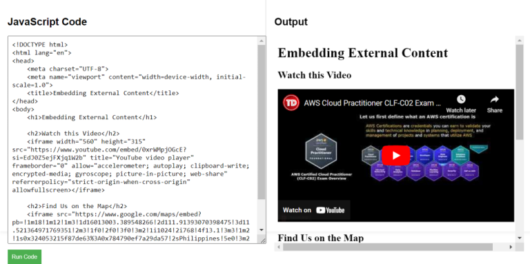 HTML Embedding External Content - HTML Tutorial
